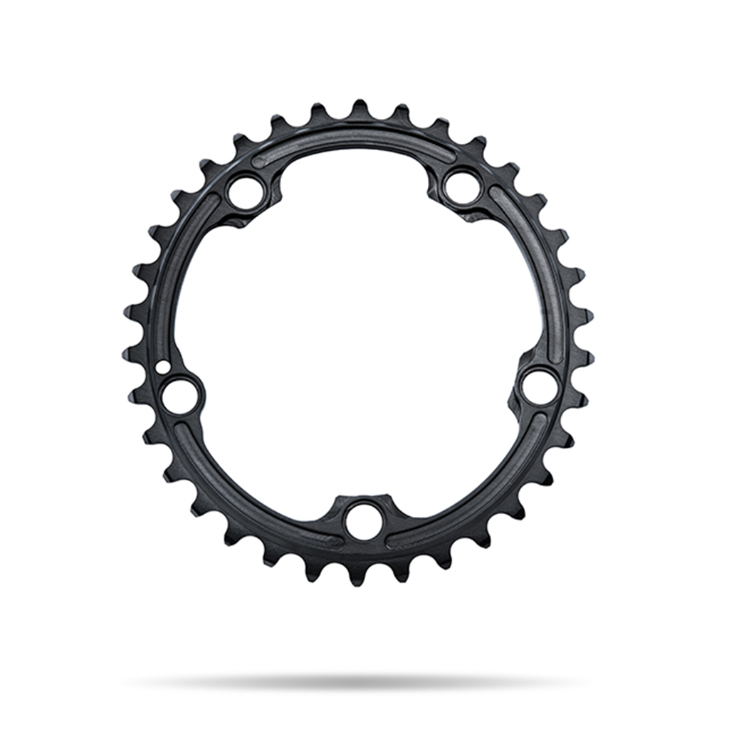 Absolute Black Oval Road Chainring, 2x 110/5 (34T/36T) (SRAM)-Black